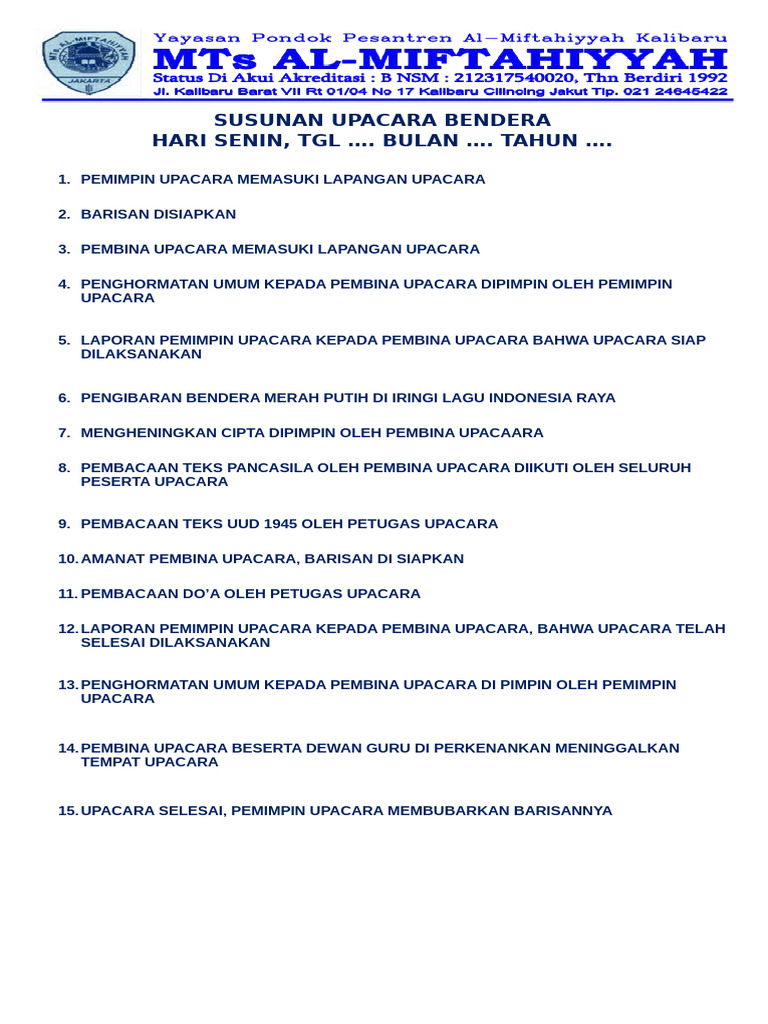 Susunan Upacara Bendera OSIS 2024-2025 | PDF