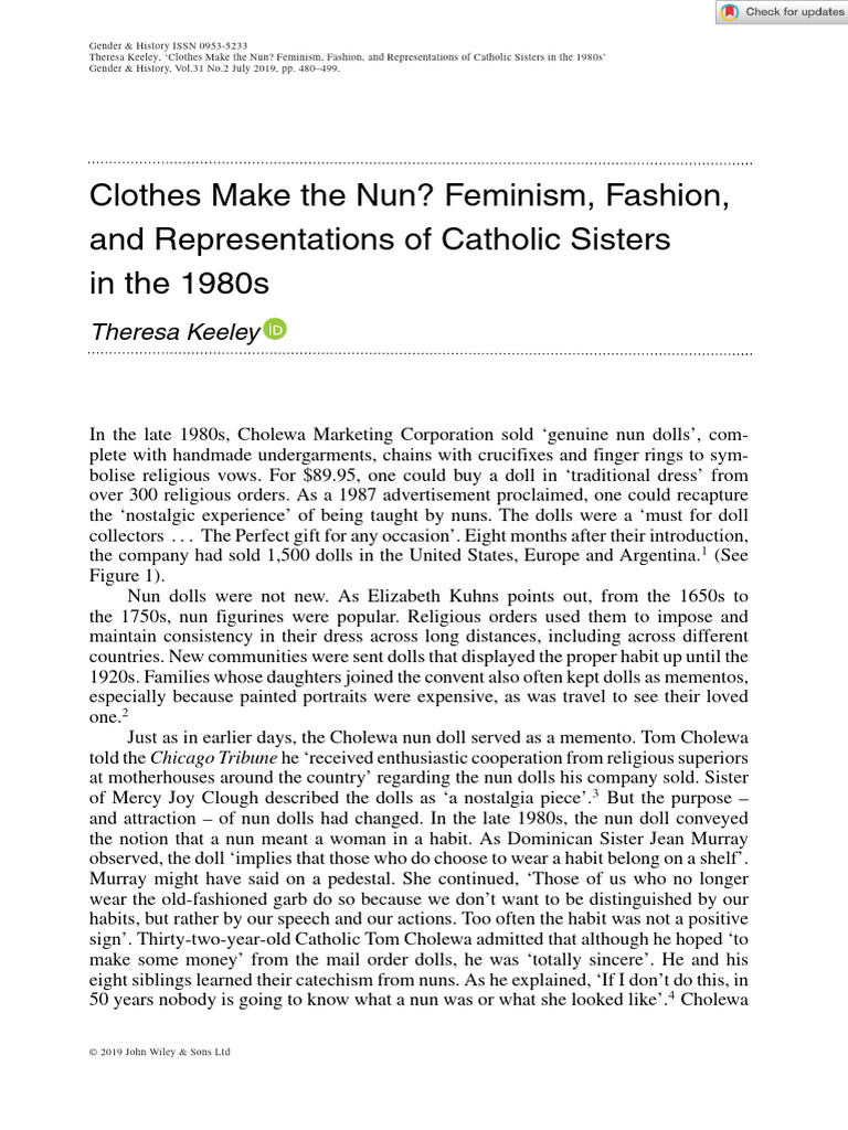 Gender History - 2019 - Keeley - Clothes Make The Nun Feminism Fashion ...
