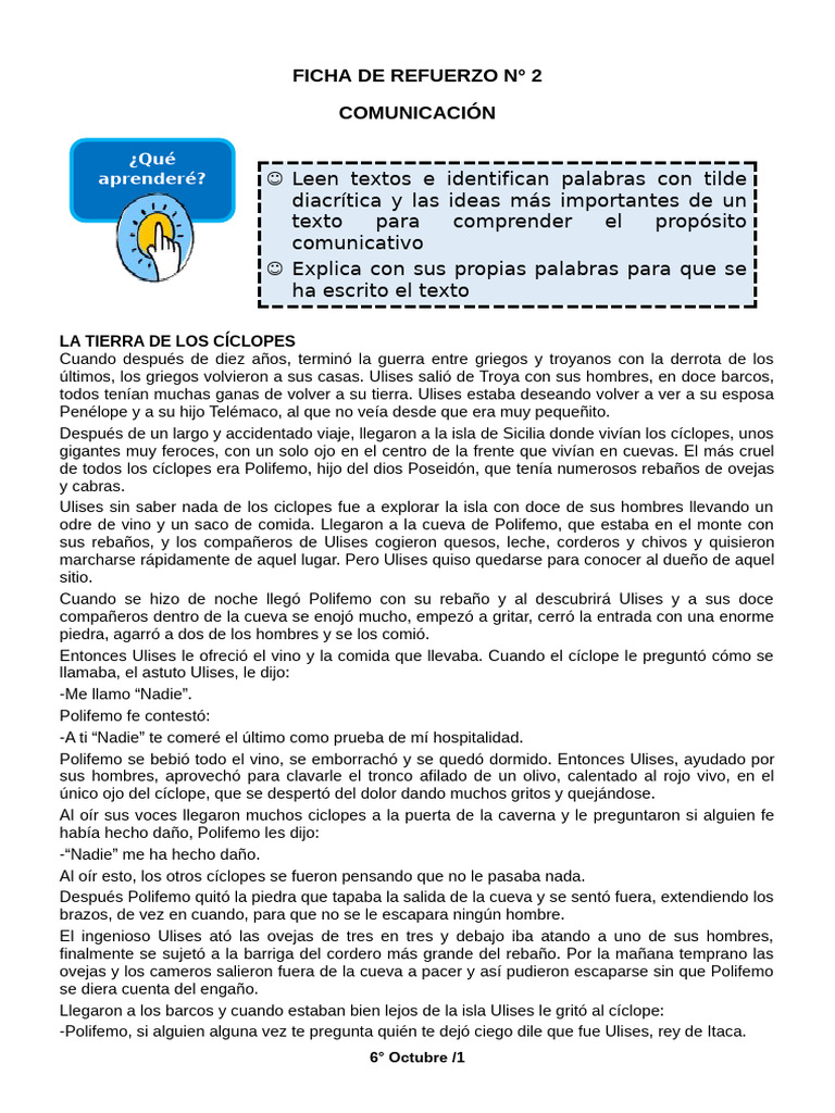 Ulises y Polifemo: Astucia y Venganza | PDF | Odiseo | Odisea
