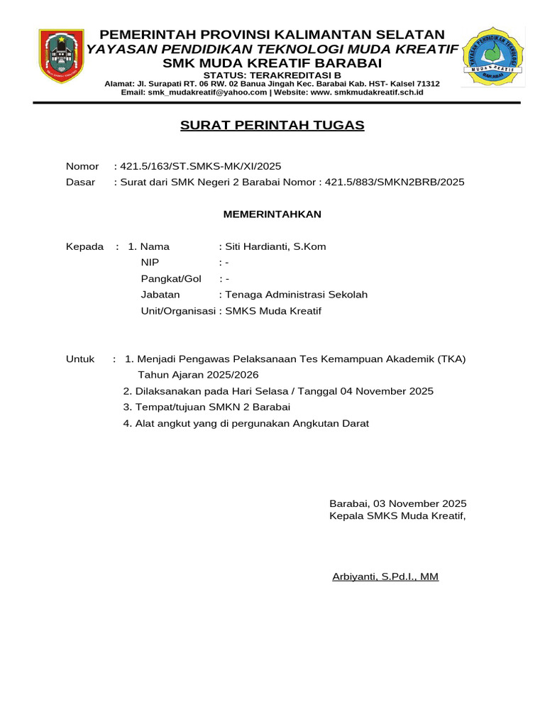 Surat Perintah Tugas | PDF