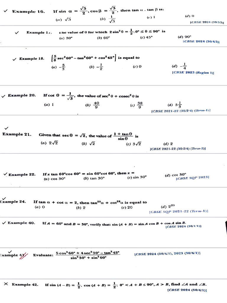 Trigonometric Evaluations and Examples | PDF | Geometry | Rotation