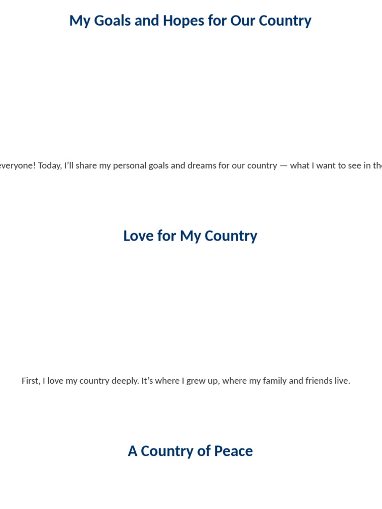 My Goals and Hopes For Our Country | PDF | Poverty | Poverty & Homelessness
