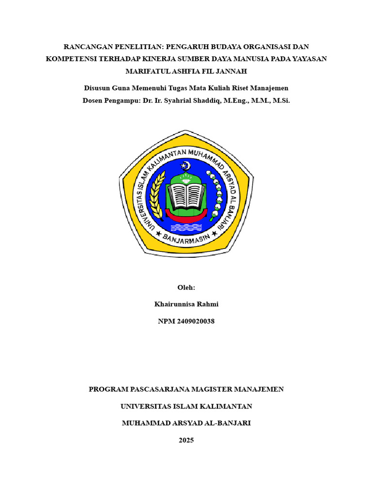 Khairunnisa Rahmi - Makalah Tugas Latihan Riset Manajemen | PDF