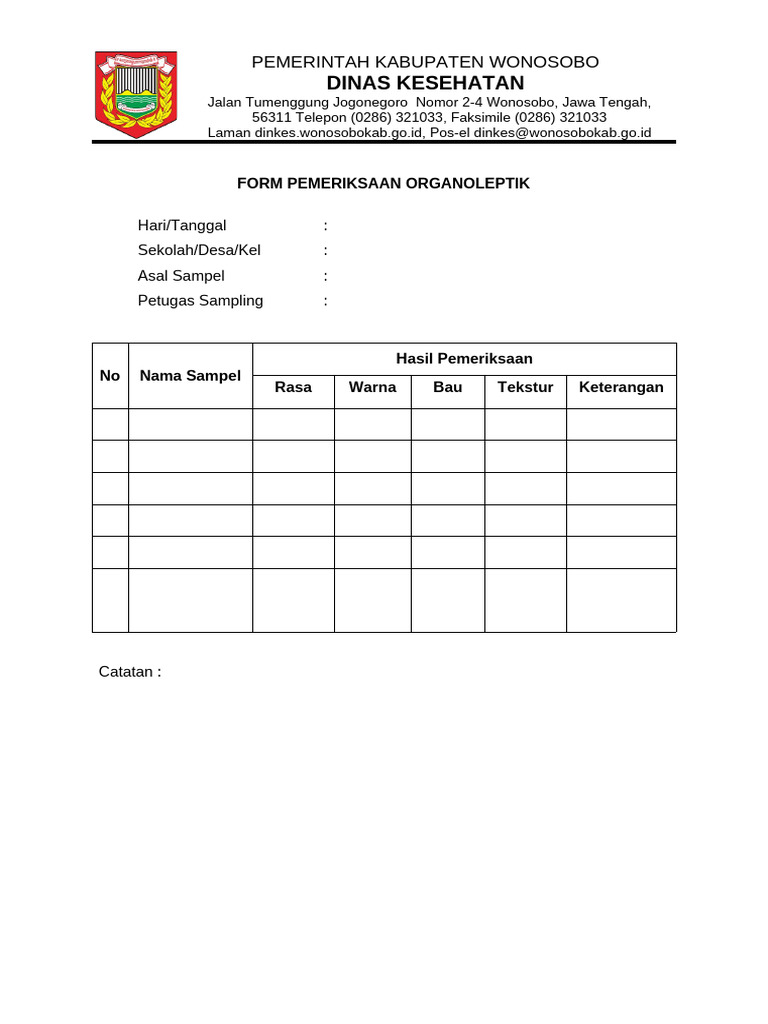 Form Organoleptik MBG Terbaru | PDF