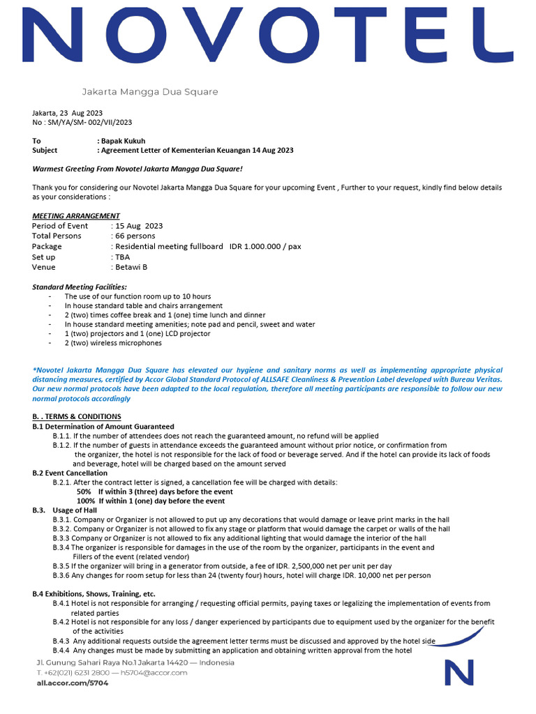 002 - LOA - Kementerian Keuangan 15 Aug 2023 | PDF | Fee