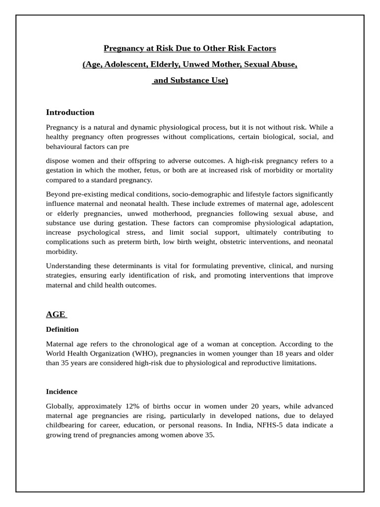 Pregnancy at Risk Due To Other Risk Factors | PDF | Substance Abuse ...
