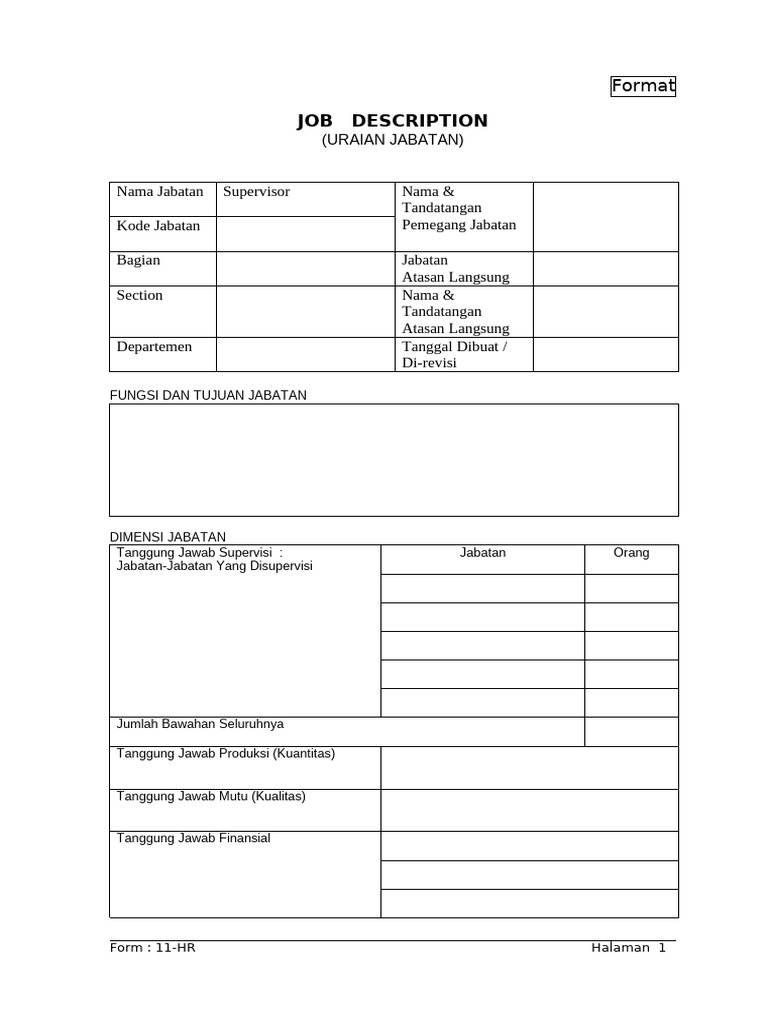 11-Form HRD Job Description | PDF