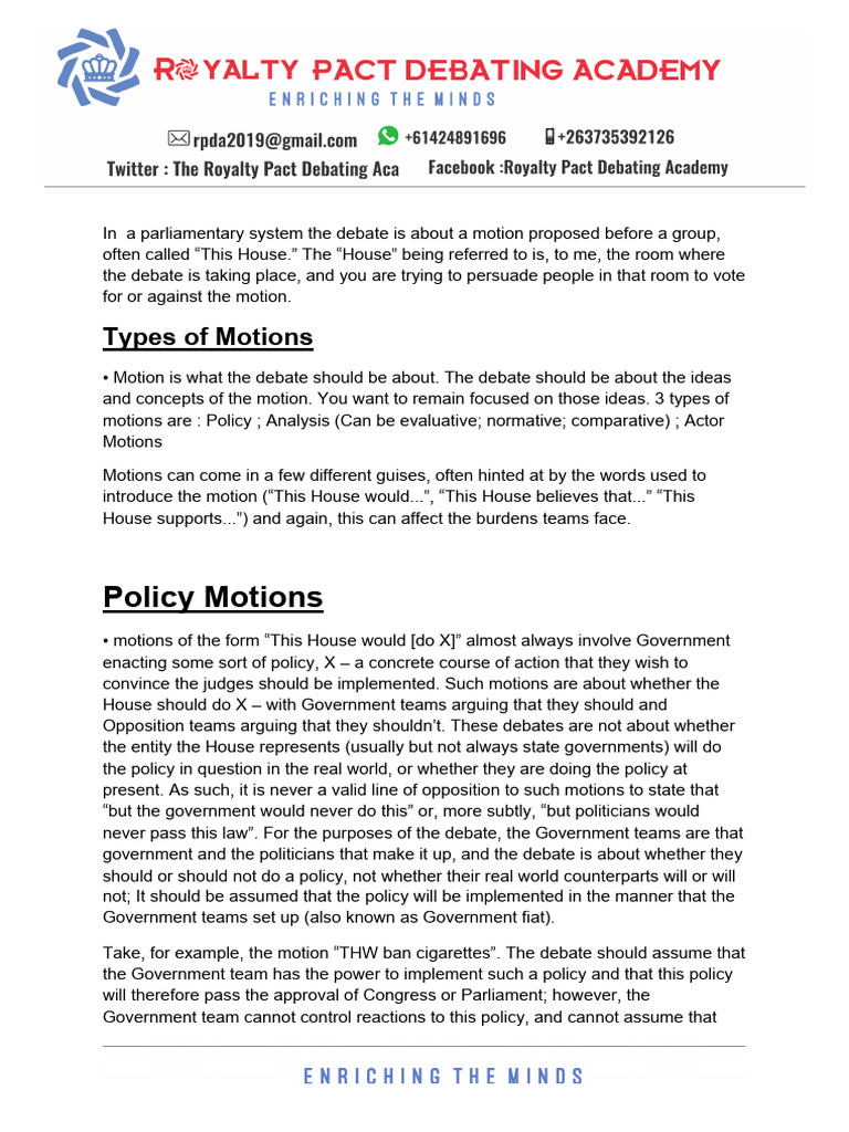 Types of Motions by Mace | PDF | Policy | Argument