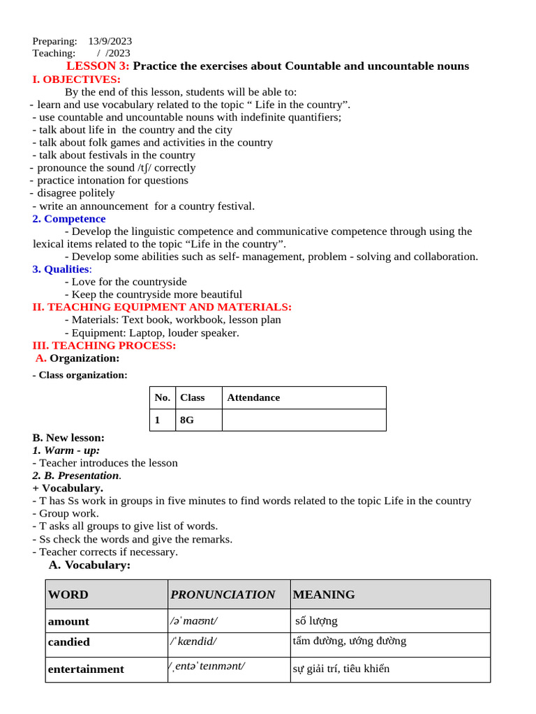 Chiều Ta8 Lesson 3 | PDF | Vocabulary | Linguistics
