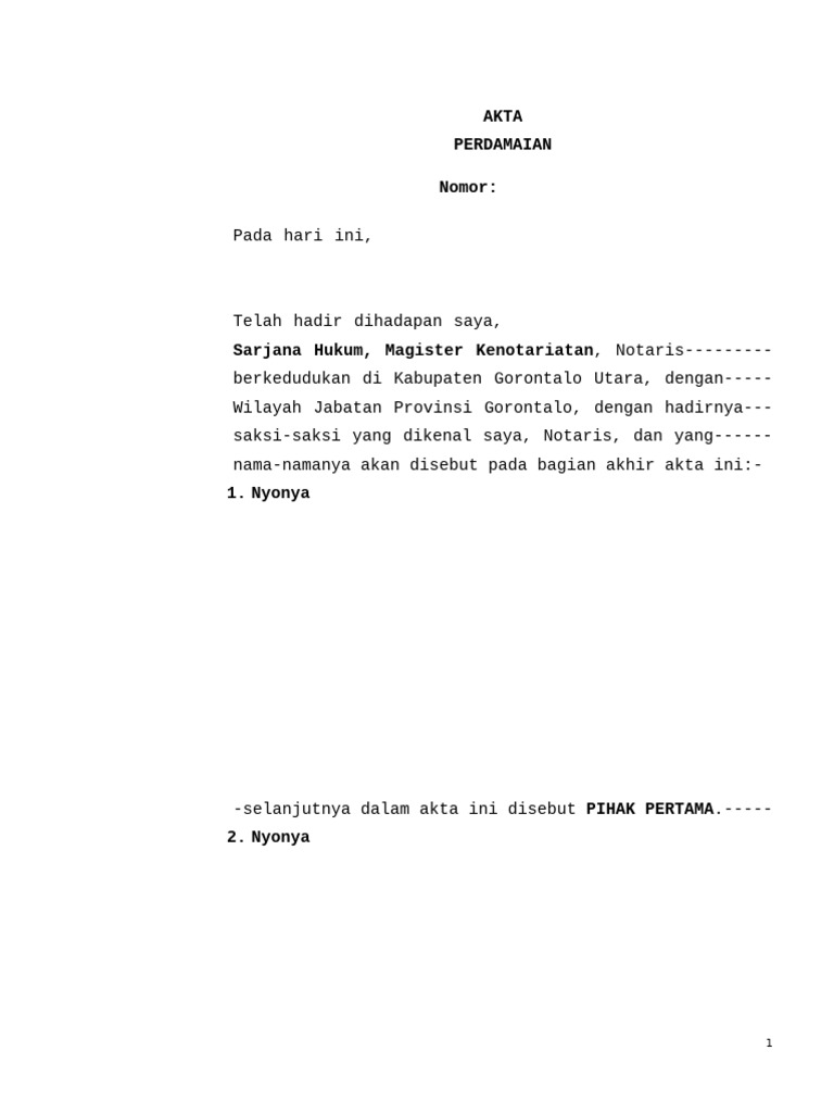 Akta Perdamaian Hukum Gorontalo | PDF