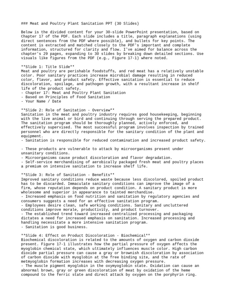 Meat and Poultry Plant Sanitati | PDF | Disinfectant | Chlorine