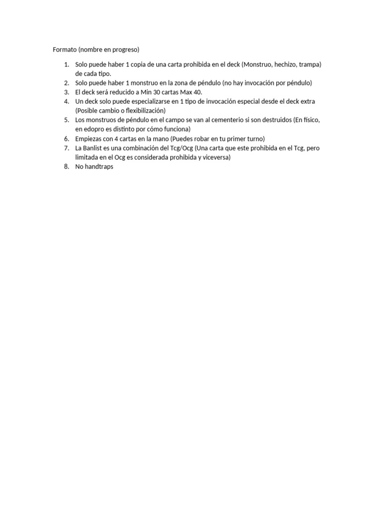 Reglas de Formato de Juego de Cartas | PDF