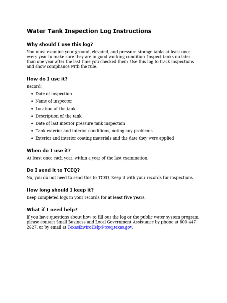 Pws Tank Inspection Log | PDF | Corrosion | Rust