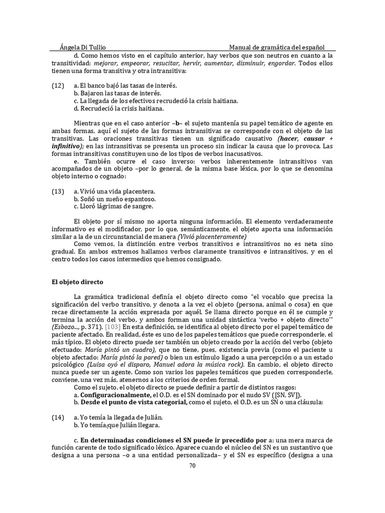 OD y OI - Di Tulio | PDF | Verbo | Objeto (gramática)