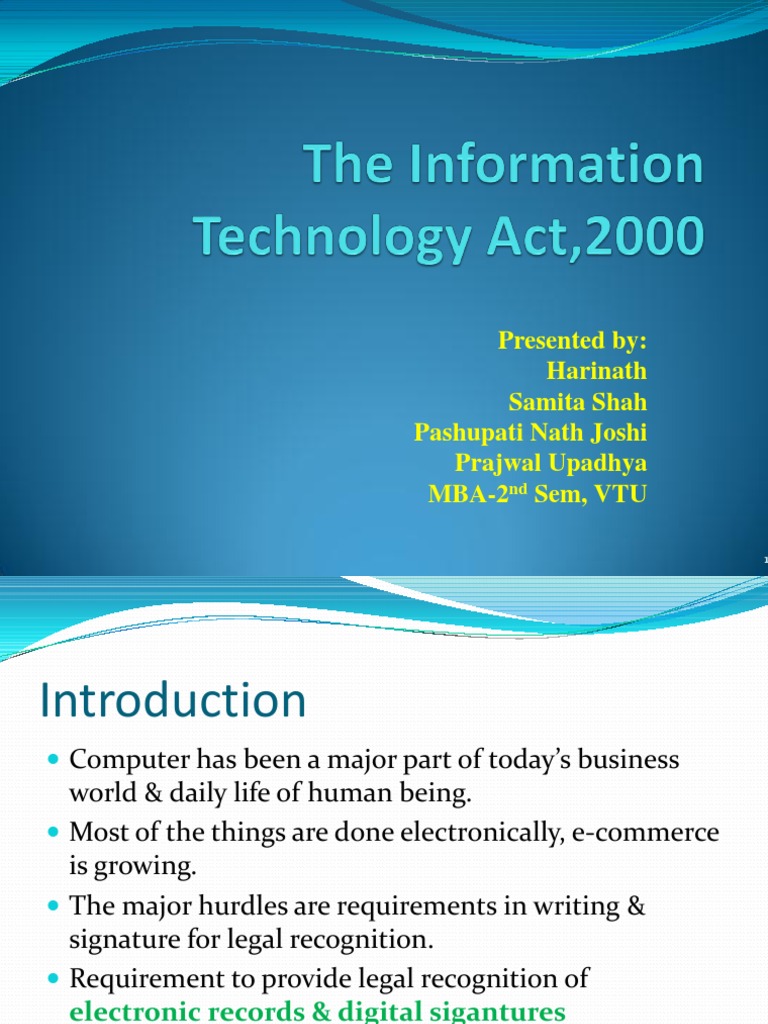 The Information Technology Act, 2000 | PDF | Public Key Cryptography | Authentication