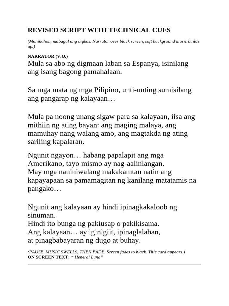 Revised Script With Technical Cues | PDF