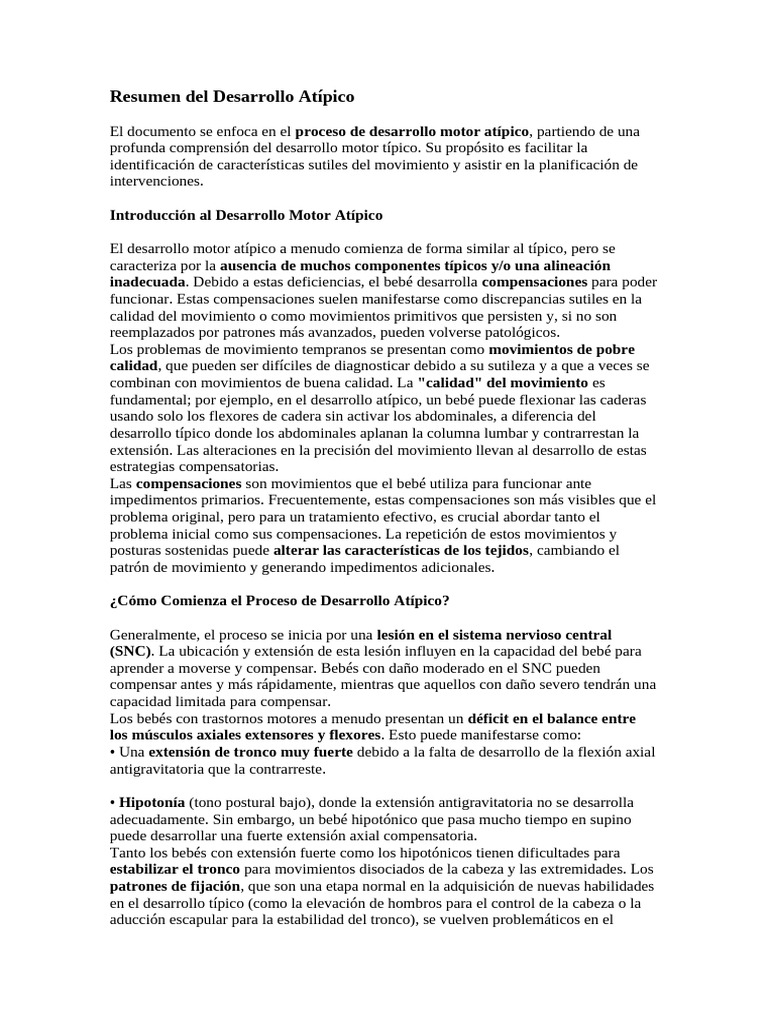 Resumen Del Desarrollo Atípico | PDF | Pelvis | Hombro