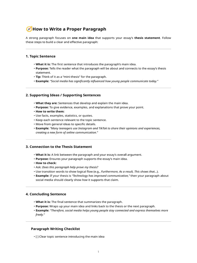 Paragraph Writing Guideline | PDF