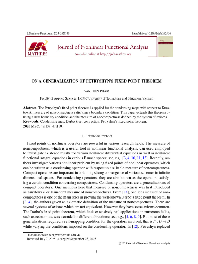 On A Generalization of Petryshyn's Fixed Point Theorem | PDF ...