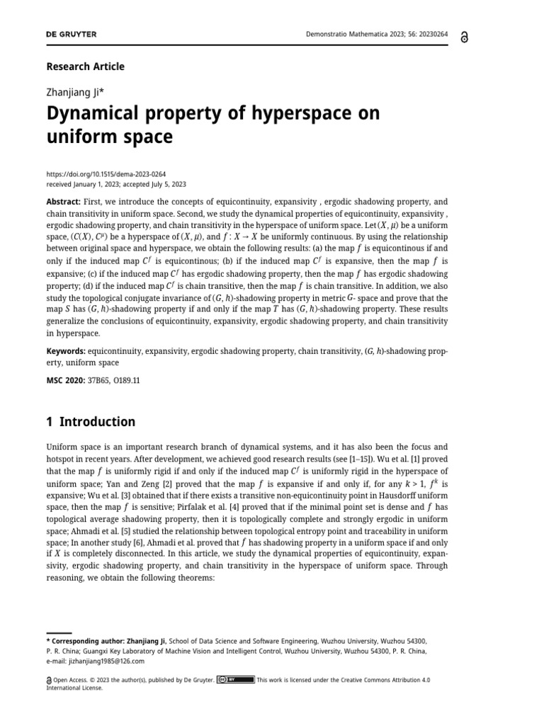 Dynamical Property of Hyperspace On Uniform Space | PDF | Compact Space ...
