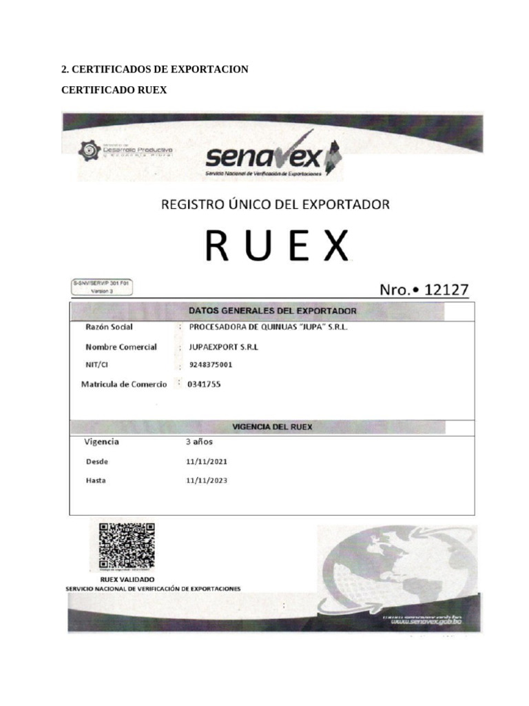 Certificados de Exportación Esenciales | PDF