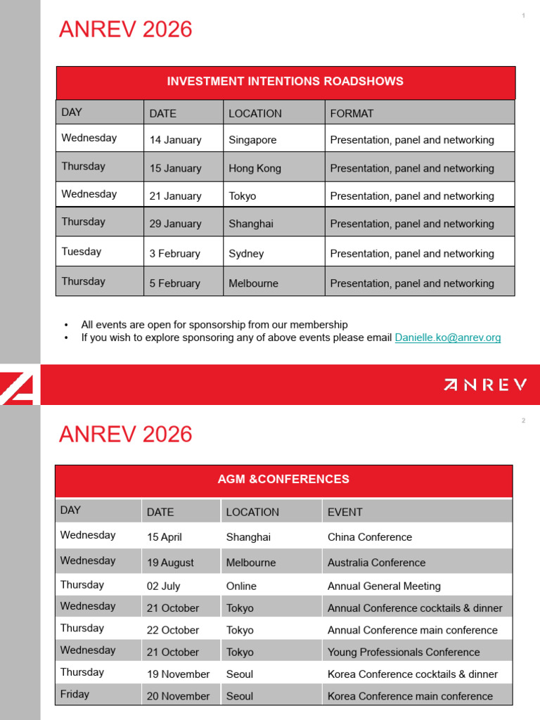 ANREV 2026 Event Schedule and Sponsorship | PDF