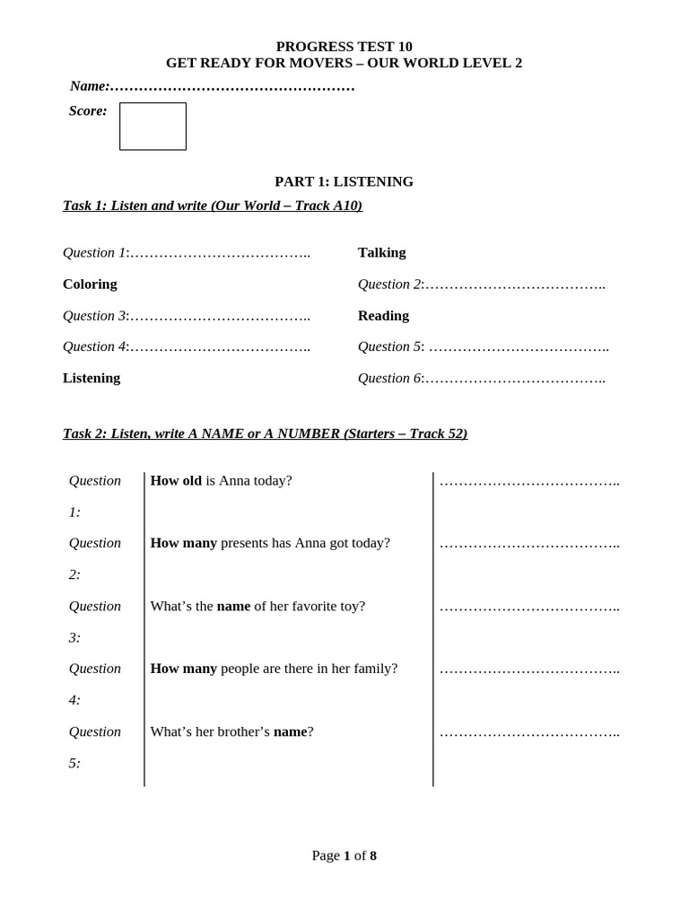 Progress Test 4 10 | PDF