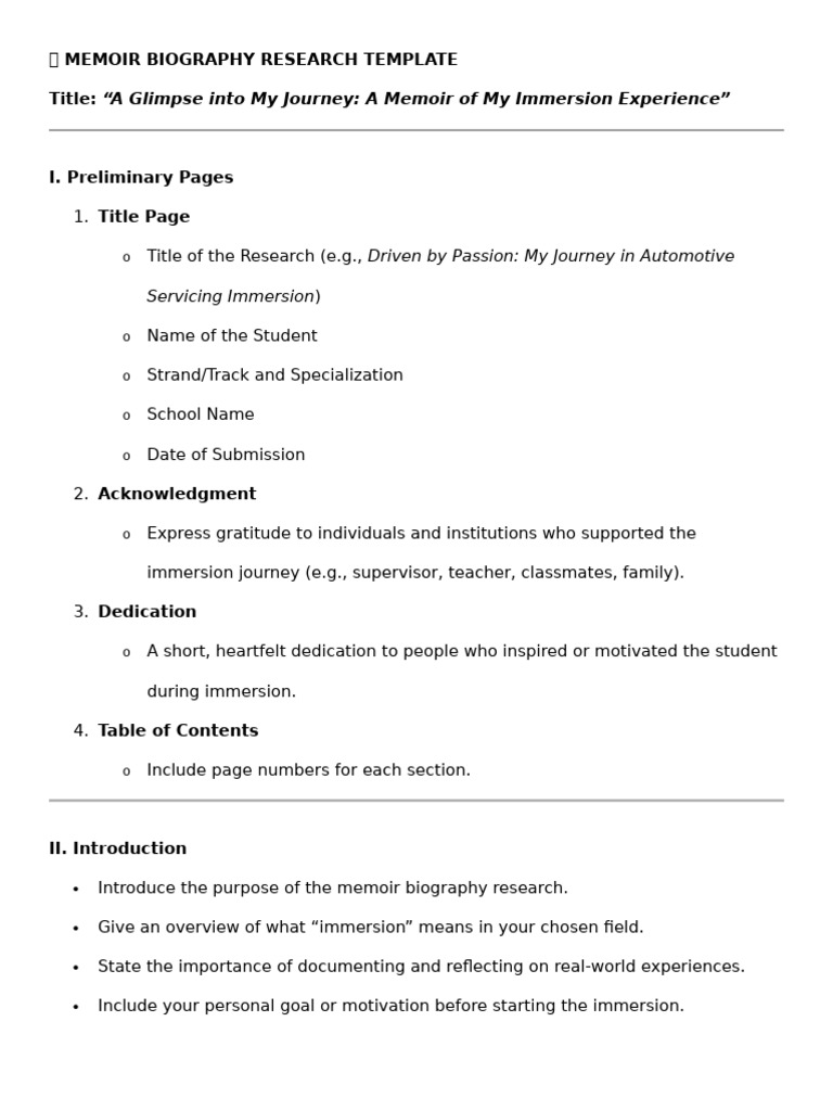 Memoir Biography Research Templat1 | PDF | Skill | Learning
