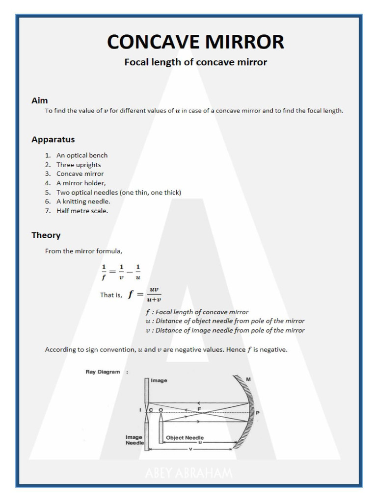 B. Concave Mirror Focal Length | PDF