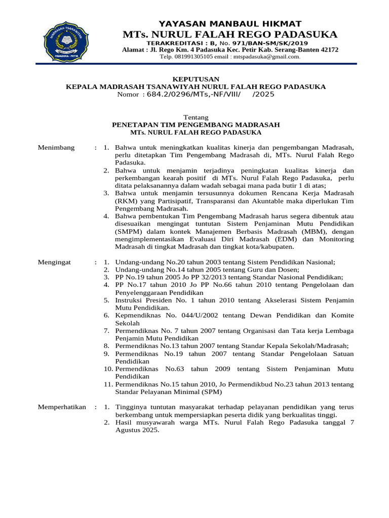 contoh SK Mutu EDM dan ERKAM | PDF