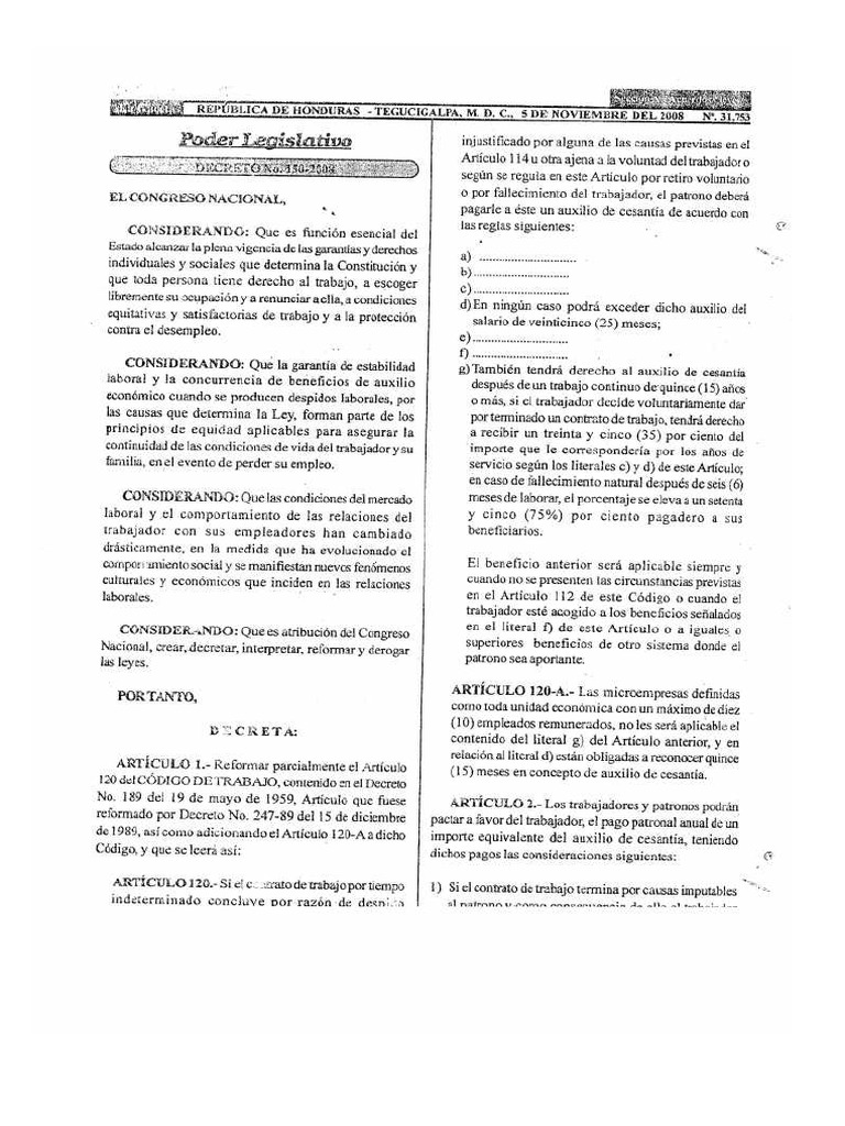 Gaceta-No.-31-753-Decreto-150-2008-Pasivo-Laboral | PDF