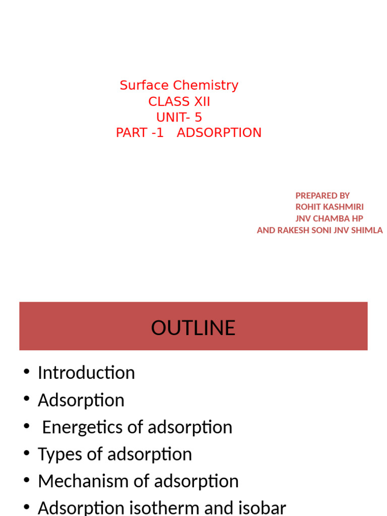 Unit -5 Part-1 Adsorption | PDF | Adsorption | Surface Science