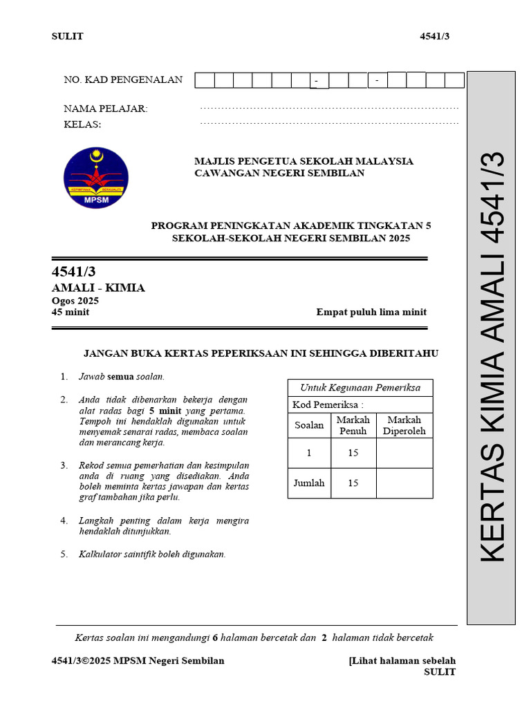 Trial Ns Amali Kimia Spm2025 | PDF