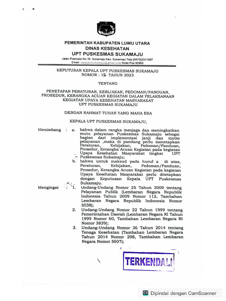 1.2.2 b Sk Tentang Penetapan Kebijakan Ukm | PDF
