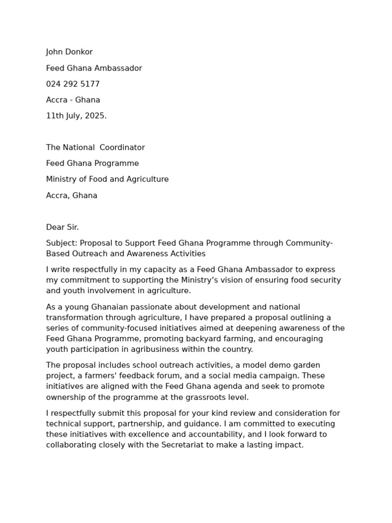 Proposal for Feed Ghana Community Initiatives | PDF