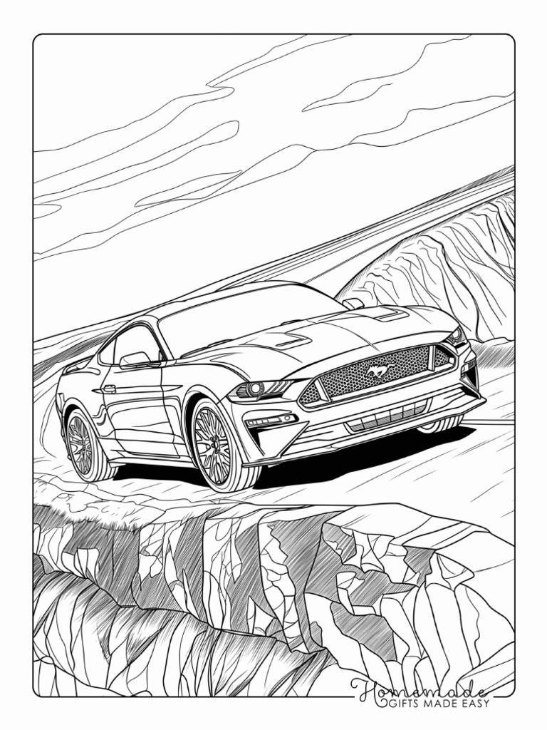 Car Coloring Pages Cliffside Ford Mustang | PDF