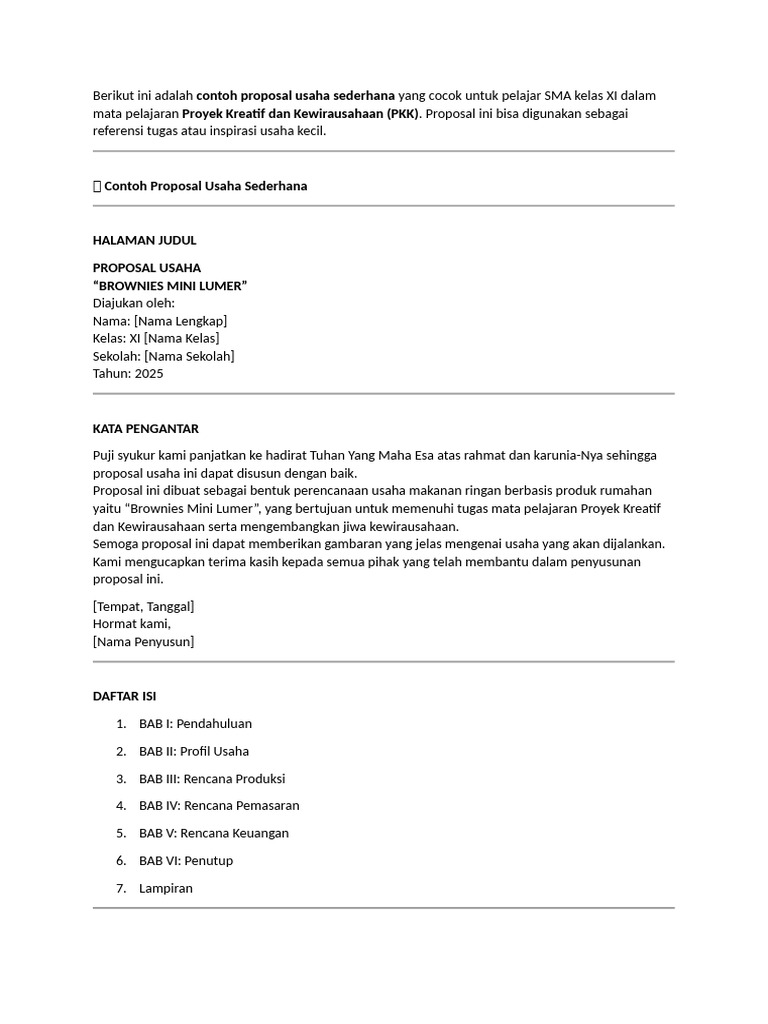 contoh proposal usaha | PDF