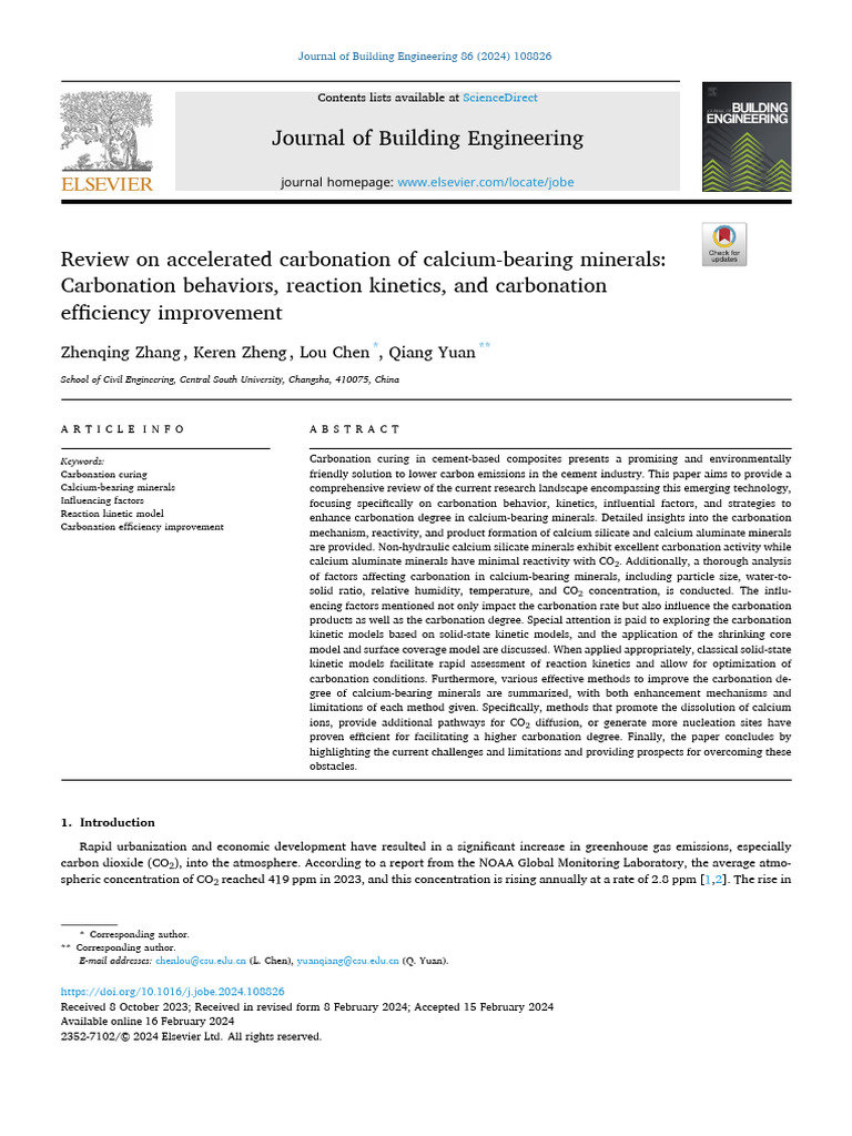 Accelerated Carbonation of Calcium Minerals | PDF | Cement | Carbon Dioxide