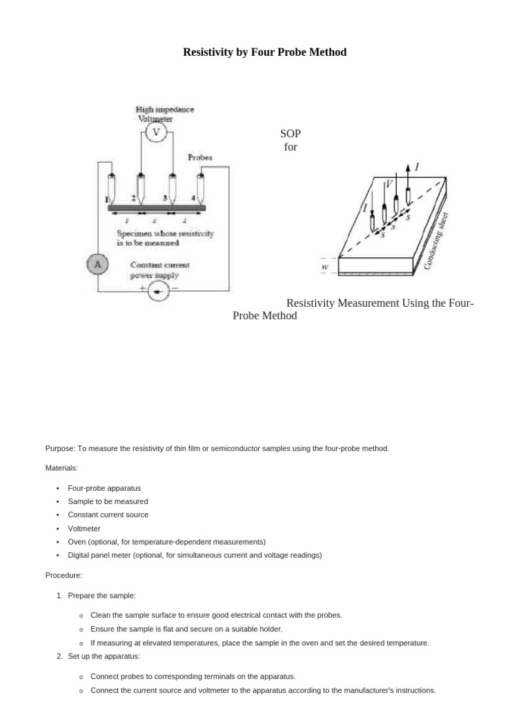 SOP Resistivity by Four Probe Method | PDF