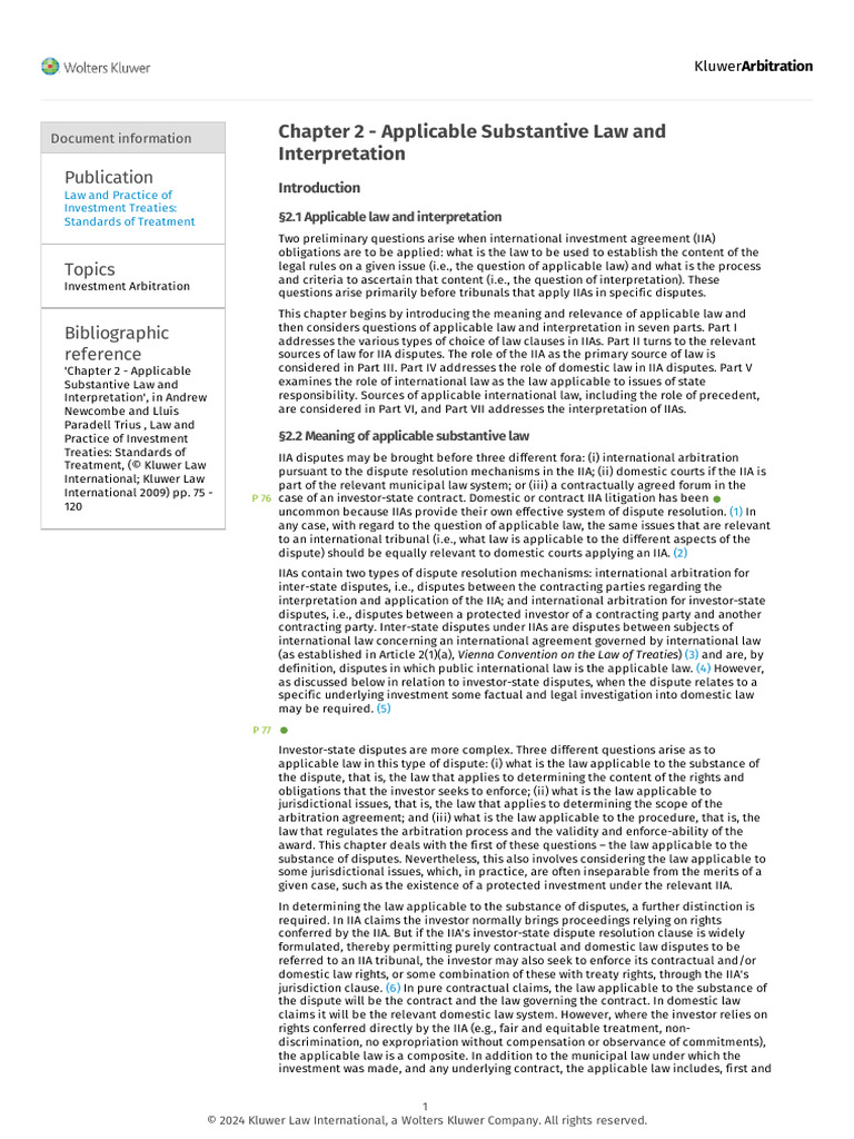 Investment Treaties: Applicable Law Insights | PDF | Arbitration ...