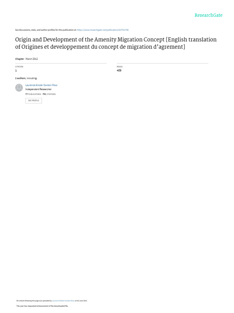 Origin and Development of The Amenity Migration Co | PDF | Human ...