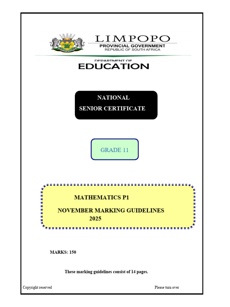 2025 Grade 11 Math p1 Eng Mg | PDF | Mathematics | Mathematical Objects