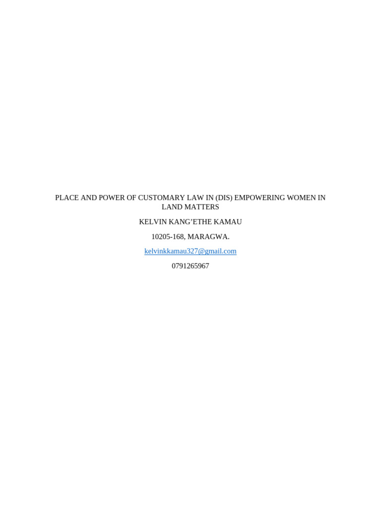 Customary Law's Impact on Women's Land Rights | PDF | Women's Rights ...