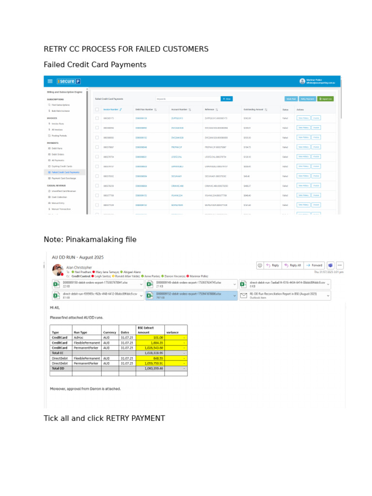 Retry CC Process For Failed Customers | PDF