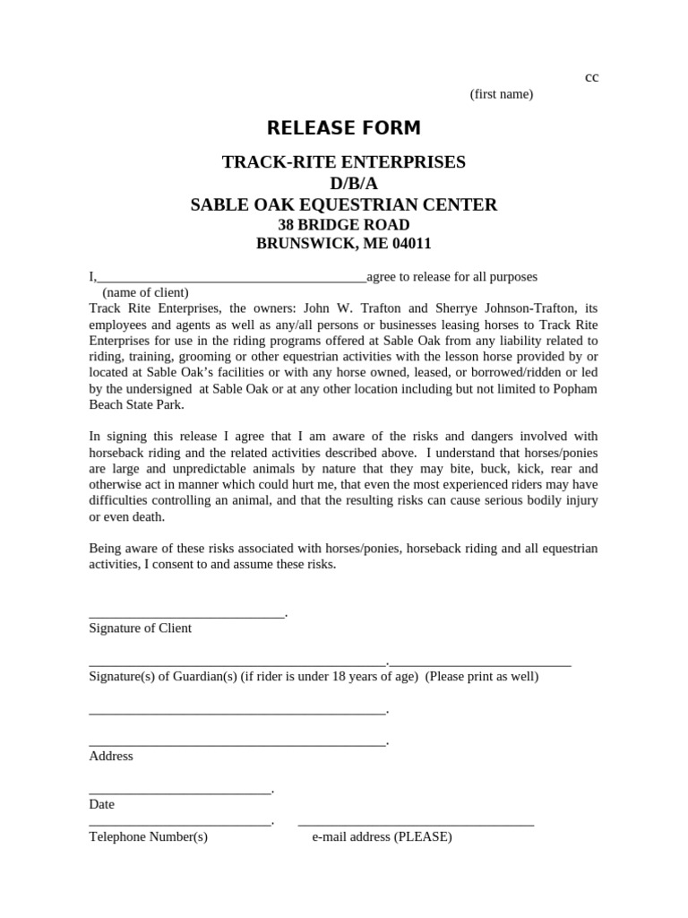 Release Forms | PDF