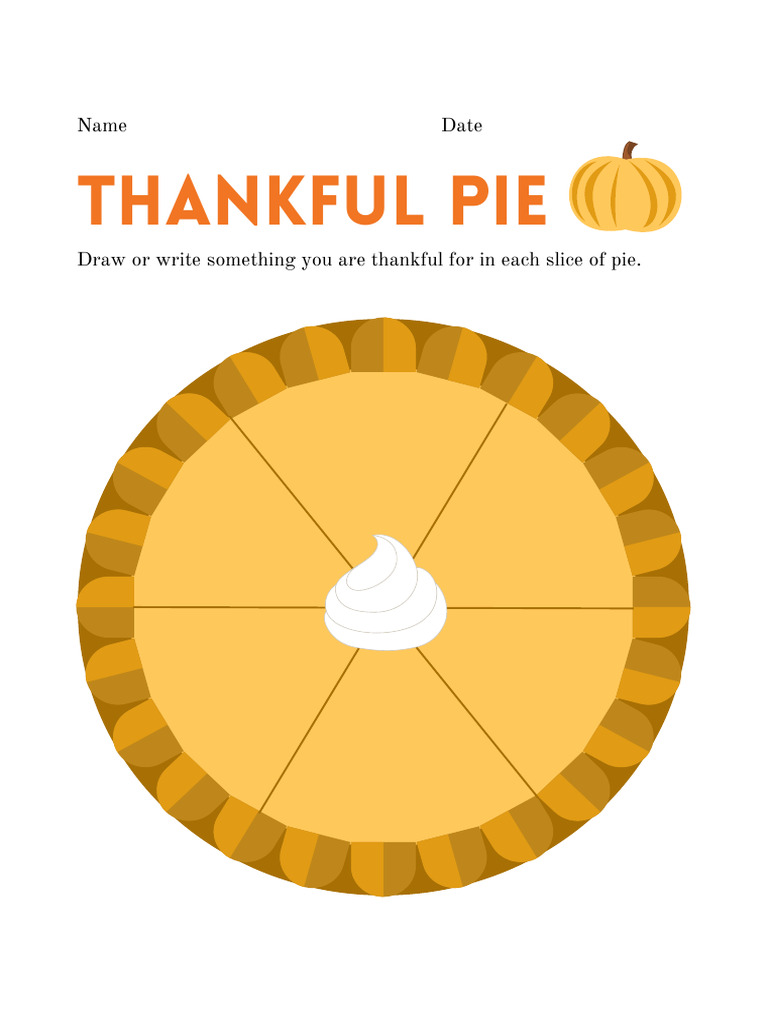 Thankful Pie Education Worksheet in Orange Flat Graphic Style PDF | PDF