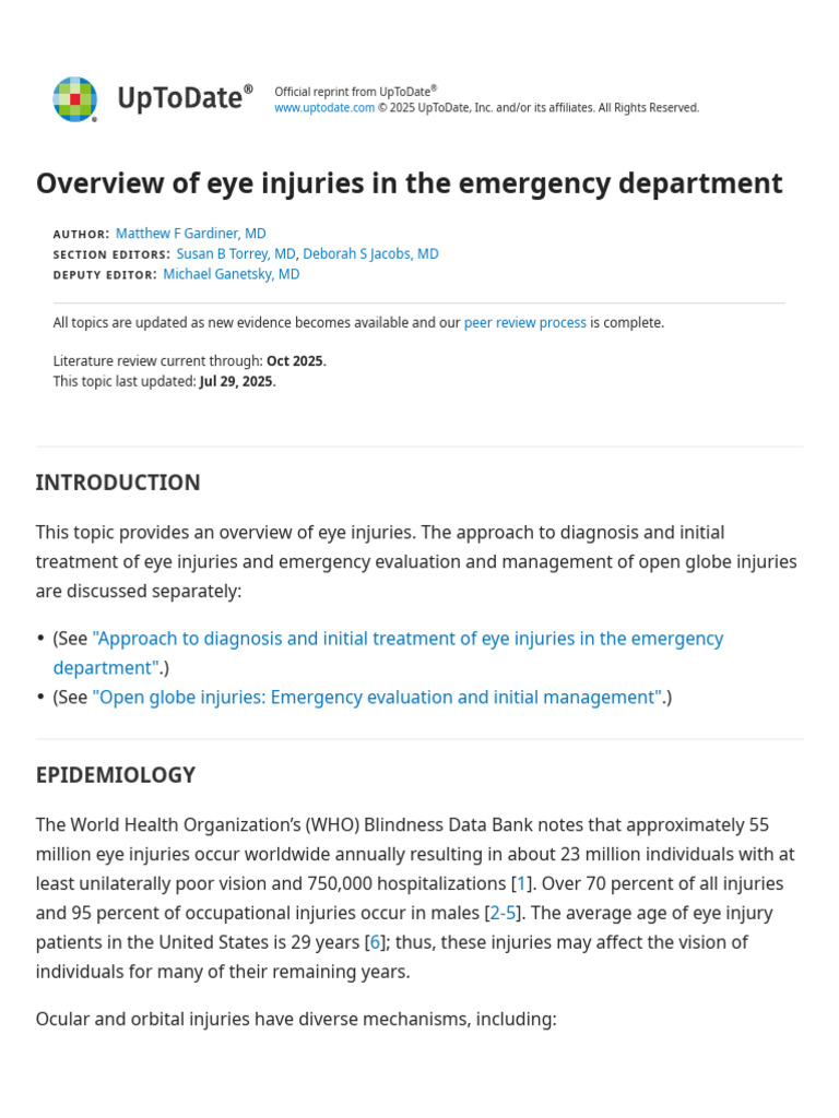 Emergency Eye Injury Overview | PDF | Cornea | Retina