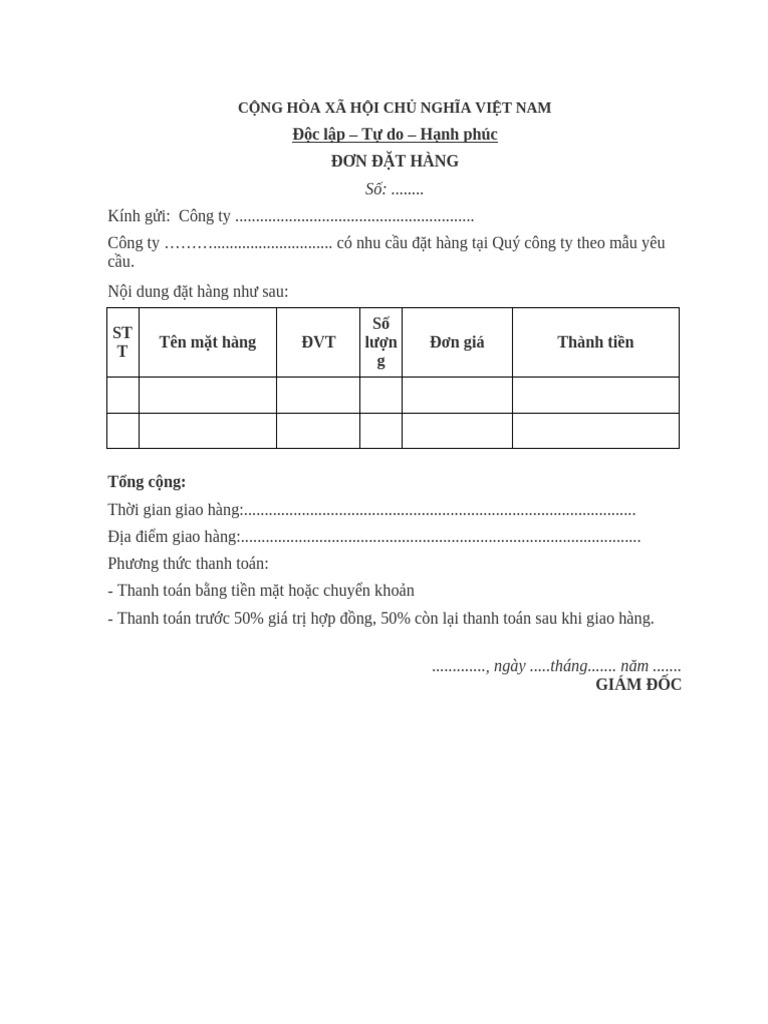 Mau Don Dat Hang Word 3 | PDF