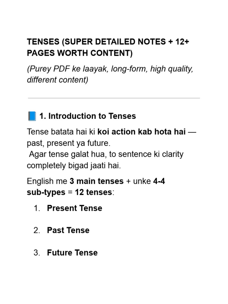 Comprehensive Guide to English Tenses | PDF | Grammatical Tense ...