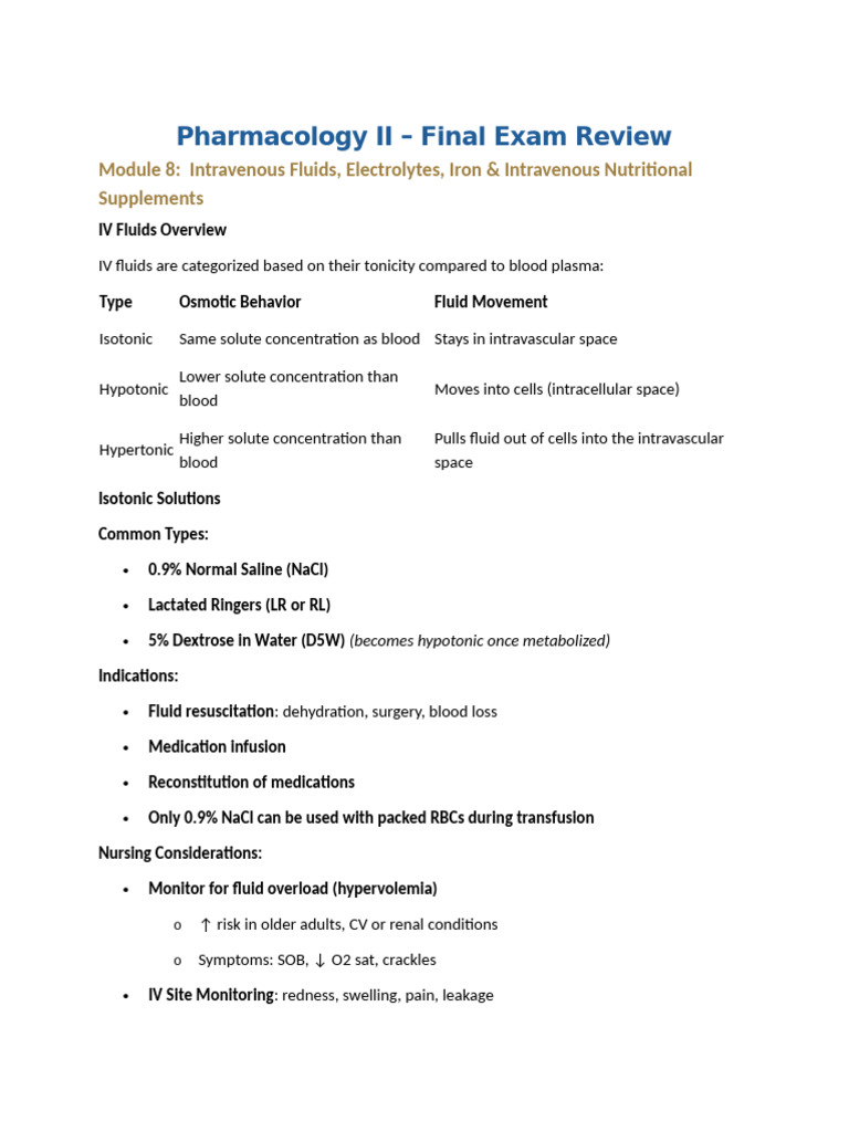 Pharmacology II - Final Exam Review | PDF | Opioid | Gout